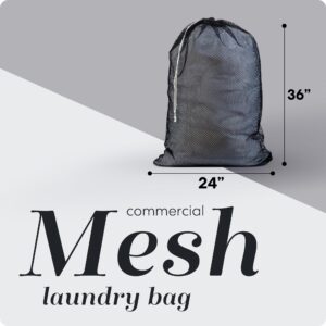 Mesh Laundry Bag - Large 24" x 36" - Durable, Machine Washable with Secure Drawstring Closure - Perfect for College Dorms, Laundromats, Apartments (Black)