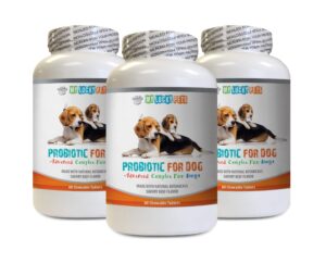 my lucky pets llc dog digestive aid - dog probiotics - bad breath and passing gas solution - oral health - bifidobacterium longum - 3 bottles (180 treats)