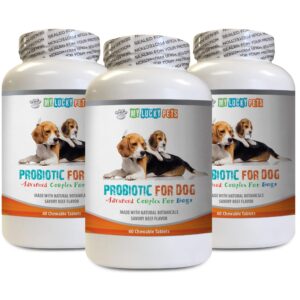 MY LUCKY PETS LLC Dog Digestive aid - Dog PROBIOTICS - Bad Breath and Passing Gas Solution - Oral Health - bifidobacterium longum - 3 Bottles (180 Treats)