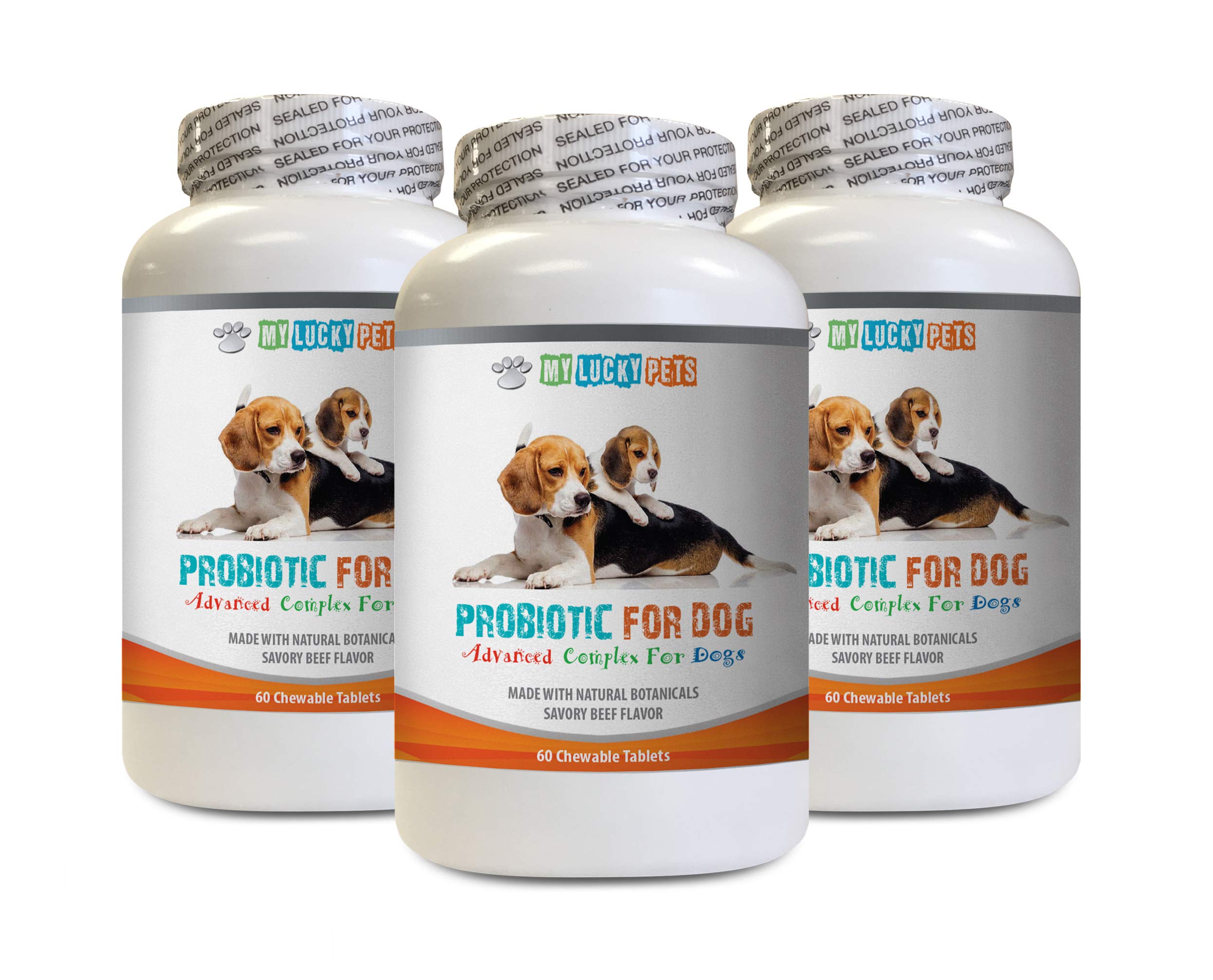 MY LUCKY PETS LLC Dog Digestive aid - Dog PROBIOTICS - Bad Breath and Passing Gas Solution - Oral Health - bifidobacterium longum - 3 Bottles (180 Treats)