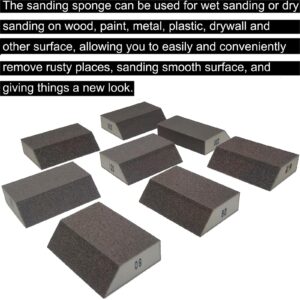 M-jump 8 Pack Single Sanding Sponge Kit- 60/80/120/220- Coarse Medium Fine Grit,Washable and Reusable Sanding Blocks for Wood-Working Sanding Metal Polishing