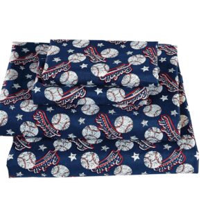 Mk Home Queen Sheet Set for Teens Baseball Dark Blue Red White New