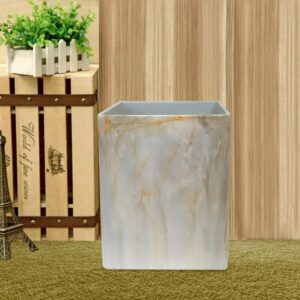 nu steel Stone Hedge Resin Decorative Small Trash Can Wastebasket, Garbage Container Bin for Bathrooms, Powder Rooms, Kitchens, Home Offices, Marble