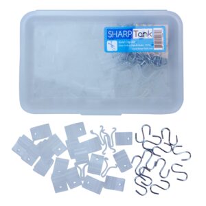 Clear Grid Clips - 150 Pc Set Ceiling Hook Kit (75 Clips, 75 Hooks) by Sharp Tank - Perfect for Hanging Classroom Decorations, Signs, Decore from Drop Ceiling T-Bar