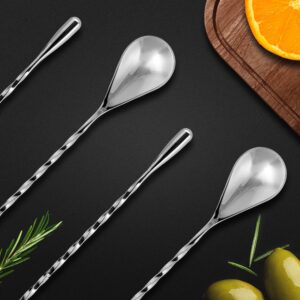 Zulay Premium 12 Inch Stainless Steel Cocktail Spoon - Long Attractive Spiral Design for Layering Drinks - Bar Spoon & Cocktail Mixing Spoon for Cocktail Shakers, Tall Cups & Pitchers (Silver)