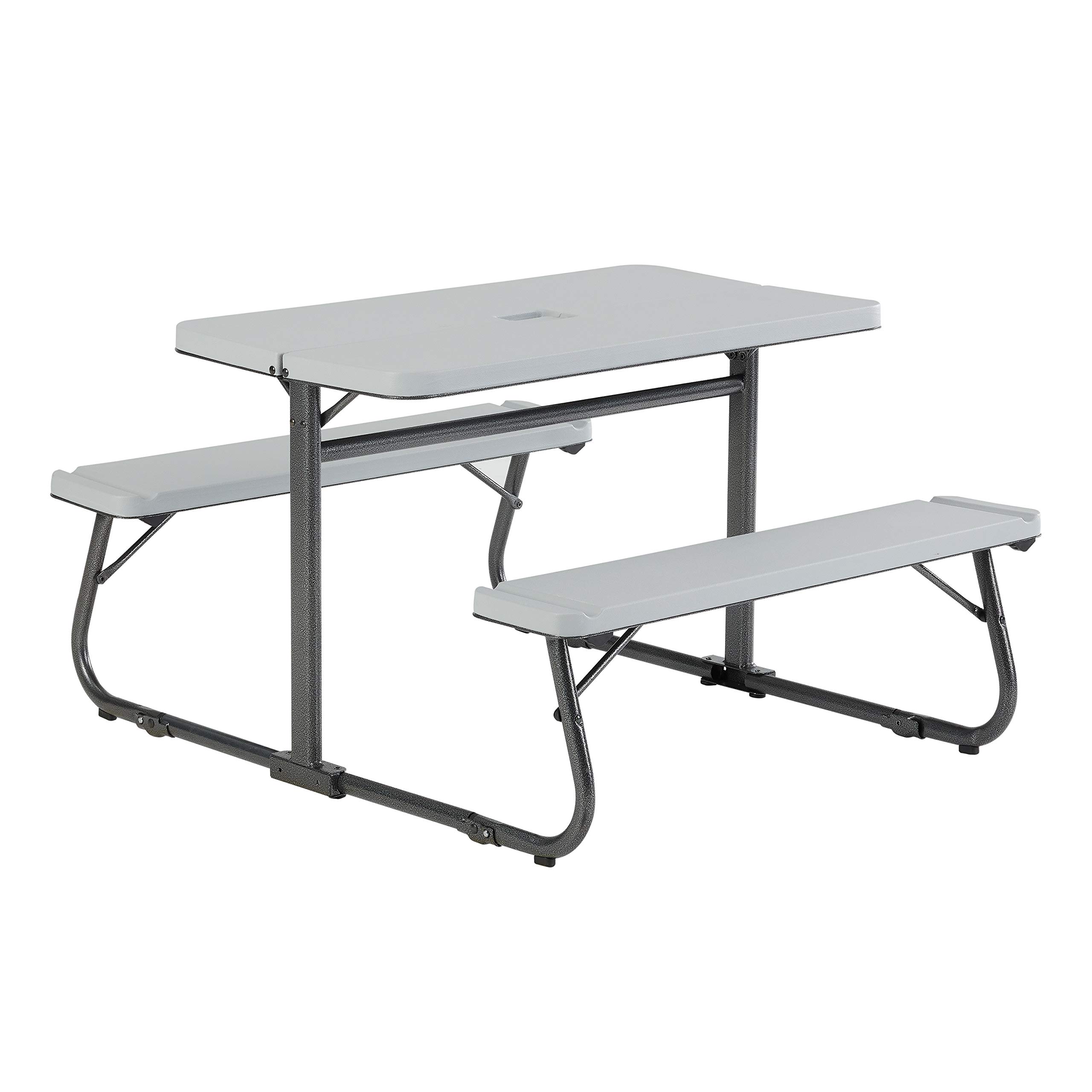 Innovative and Sturdy Your Zone Folding Kid's Activity Table with Two Benches,Soft Silver,Perfect for Homework,Arts and Grafts,Games,Wonderful Addition to Kid's Bedroom,Play/Activity Room,Classroom