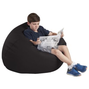 factory direct partners 10478-bk softscape classic 35" junior bean bag chair, furniture for kids, libraries or home - black