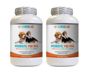 my lucky pets llc dog probiotic and enzyme - dog probiotics - bad breath and passing gas solution - oral health - dog digestive enzyme supplements - 2 bottles (120 treats)