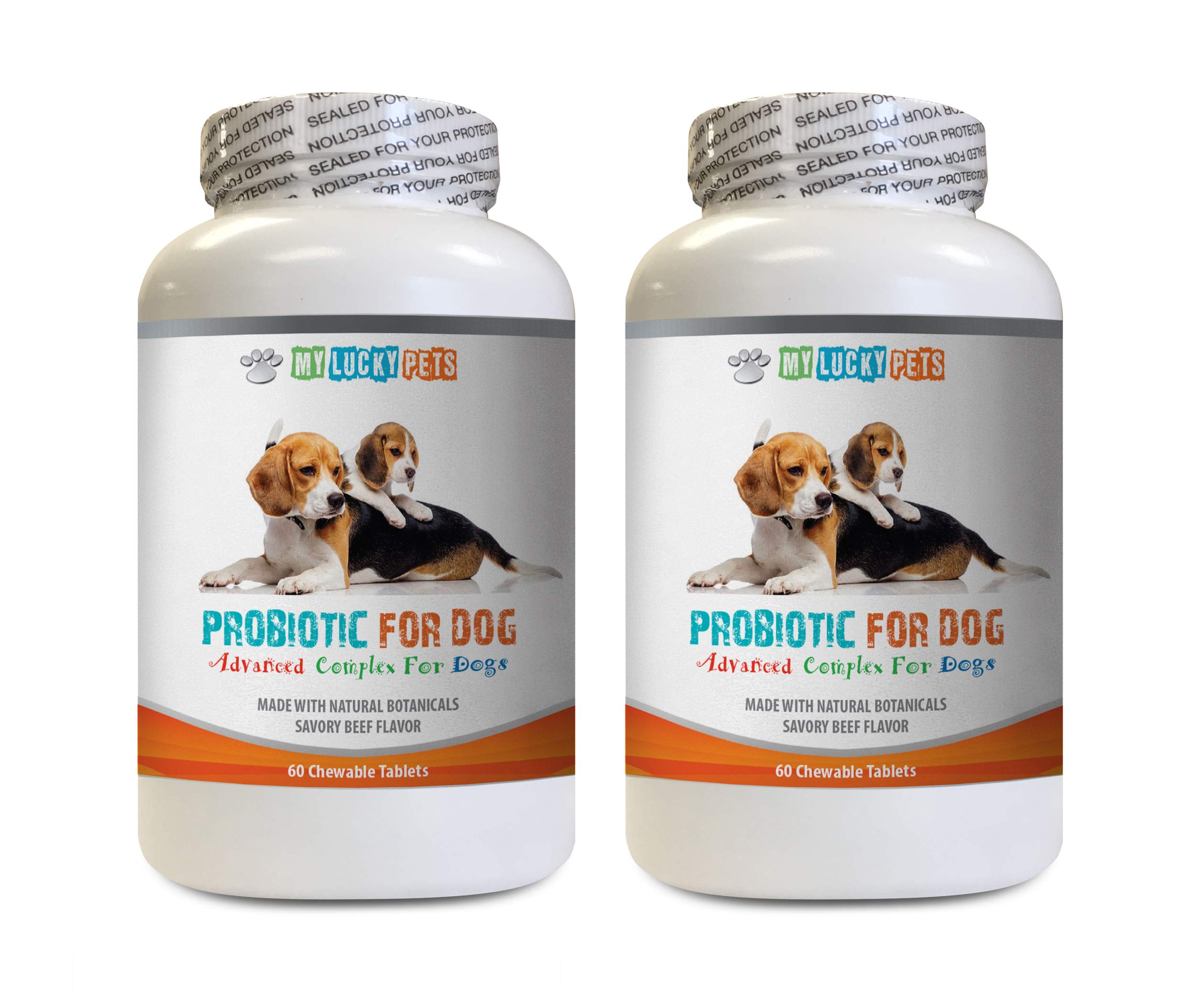 MY LUCKY PETS LLC Dog probiotic and Enzyme - Dog PROBIOTICS - Bad Breath and Passing Gas Solution - Oral Health - Dog Digestive Enzyme Supplements - 2 Bottles (120 Treats)