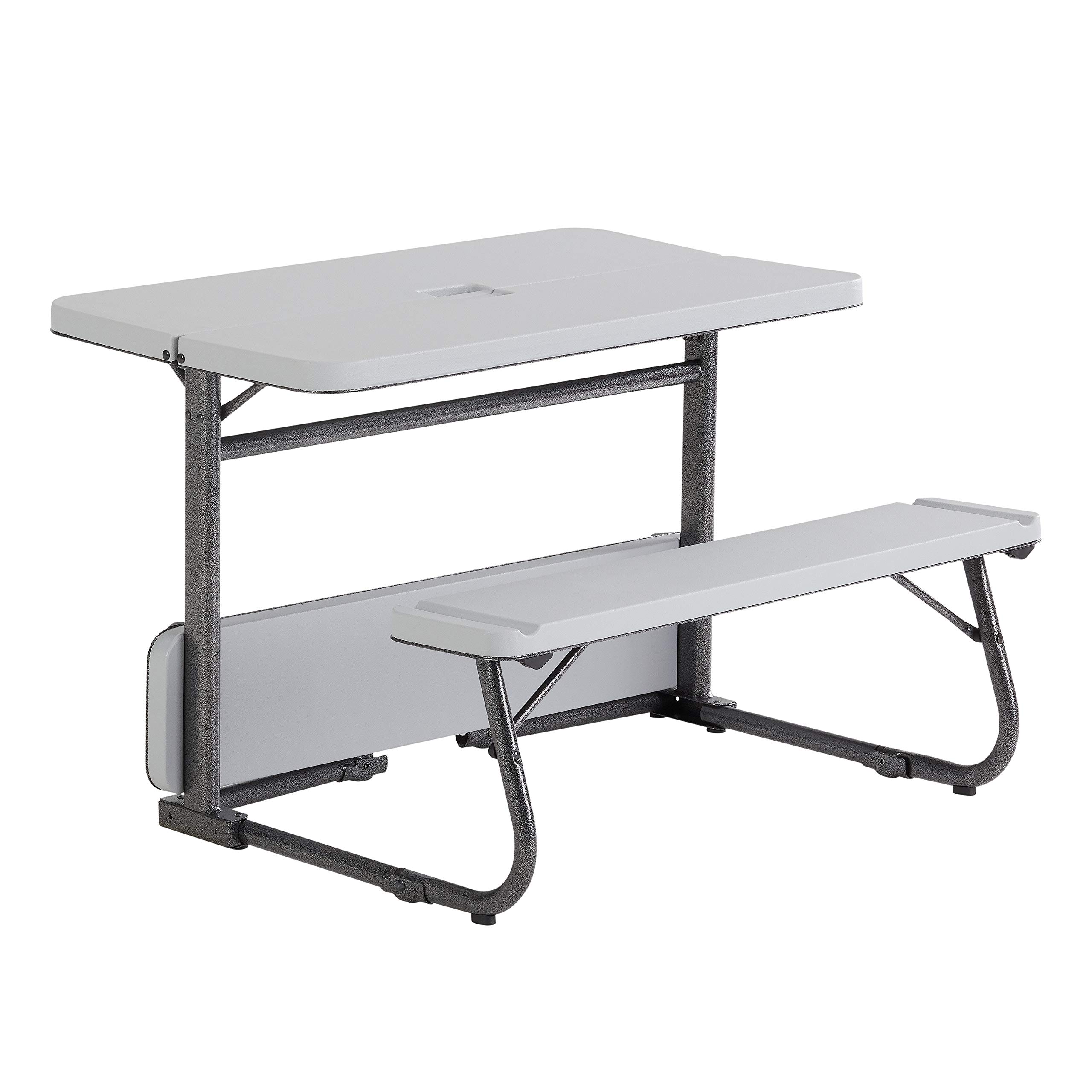 Innovative and Sturdy Your Zone Folding Kid's Activity Table with Two Benches,Soft Silver,Perfect for Homework,Arts and Grafts,Games,Wonderful Addition to Kid's Bedroom,Play/Activity Room,Classroom