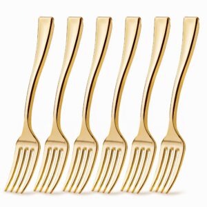 Posh Setting - Plastic Mini Gold Forks, Gold Mini Forks, Gold Plastic Mini Dessert Forks, Disposable Tiny Gold Forks, 4 inch Gold Plastic Forks, Taster Forks, Small Forks, Appetizer Forks (80 Pack)