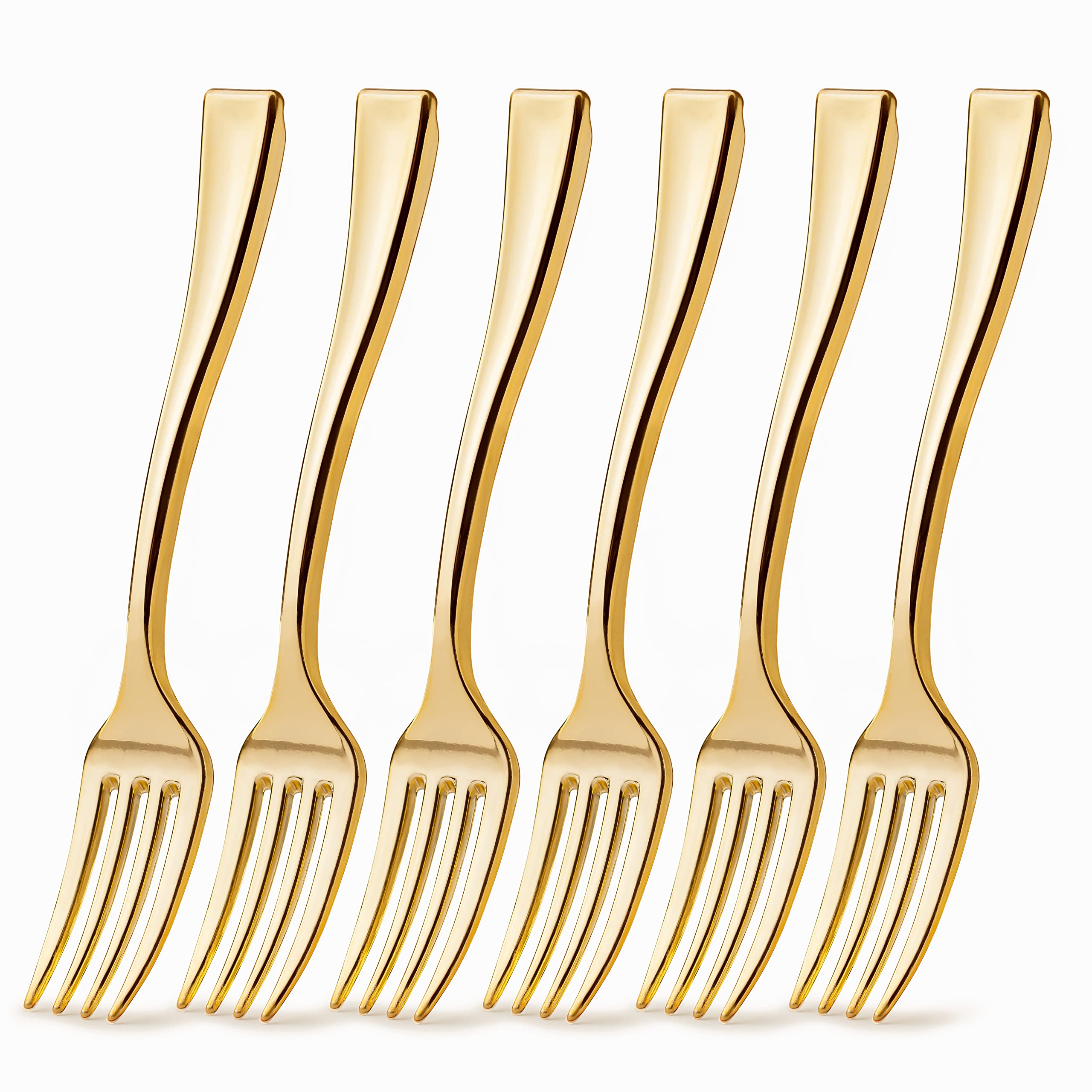 Posh Setting - Plastic Mini Gold Forks, Gold Mini Forks, Gold Plastic Mini Dessert Forks, Disposable Tiny Gold Forks, 4 inch Gold Plastic Forks, Taster Forks, Small Forks, Appetizer Forks (80 Pack)