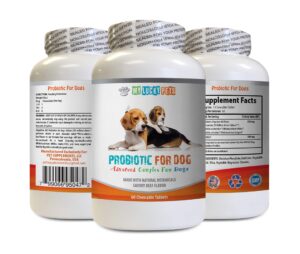 probiotics for dogs chewable - dog probiotics - bad breath and passing gas solution - oral health - fos formula - 1 bottle (60 treats)