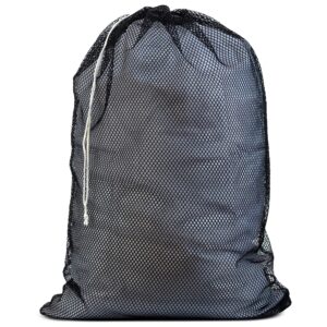 mesh laundry bag - large 24" x 36" - durable, machine washable with secure drawstring closure - perfect for college dorms, laundromats, apartments (black)