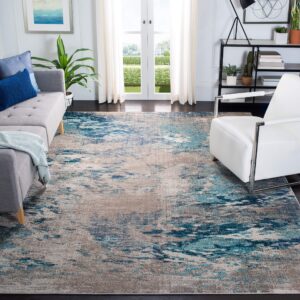 safavieh madison collection area rug - 9' x 12', blue & grey, modern boho abstract design, non-shedding & easy care, ideal for high traffic areas in living room, bedroom (mad440m)