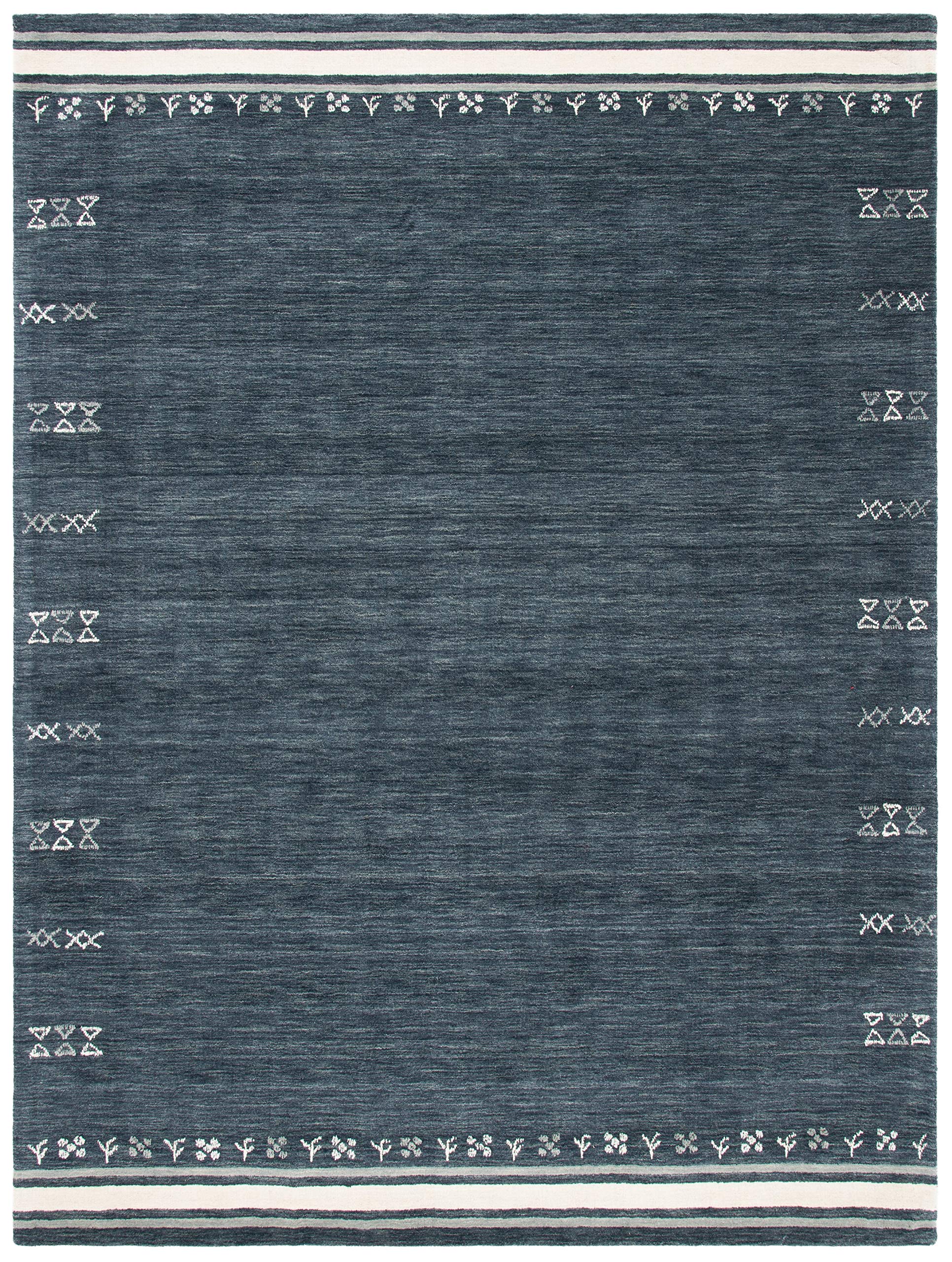 SAFAVIEH Himalaya Collection Area Rug - 8' x 10', Charcoal, Handmade Boho Tribal Wool, Ideal for High Traffic Areas in Living Room, Bedroom (HIM597H)