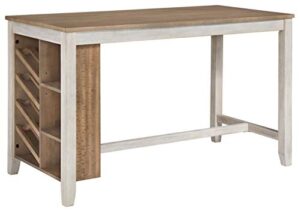 signature design by ashley skempton farmhouse 36" counter height dining table with storage & wine rack, whitewash