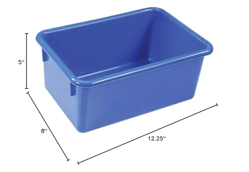 Kaplan Early Learning Vibrant Colored Storage Bin - Set of 5 - 5.25" x 12.25" x 8" - Blue