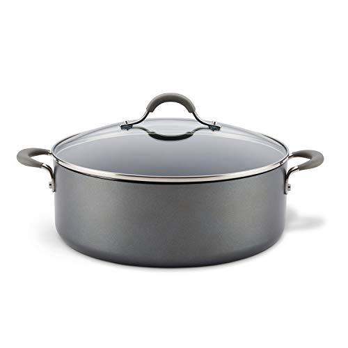 Circulon 84569 Elementum Hard Anodized Nonstick Stock Pot / Stockpot with Lid - 7.5 Quart, Gray