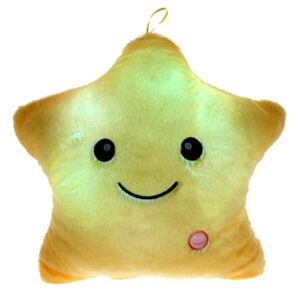 elfishgo creative twinkle glowing stars shape plush throw pillow, led night light pillow cushions stuffed toys gifts for kids, christmas (yellow)