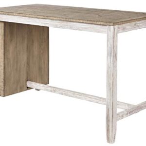 Signature Design by Ashley Skempton Farmhouse 36" Counter Height Dining Table with Storage & Wine Rack, Whitewash