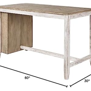 Signature Design by Ashley Skempton Farmhouse 36" Counter Height Dining Table with Storage & Wine Rack, Whitewash