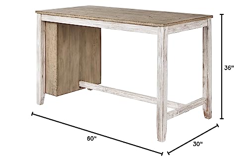 Signature Design by Ashley Skempton Farmhouse 36" Counter Height Dining Table with Storage & Wine Rack, Whitewash