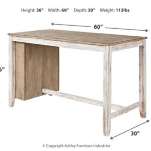 Signature Design by Ashley Skempton Farmhouse 36" Counter Height Dining Table with Storage & Wine Rack, Whitewash