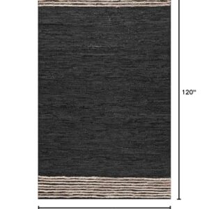 nuLOOM Hand Braided Jute Leather Kelli Area Rug, 8x10, Grey