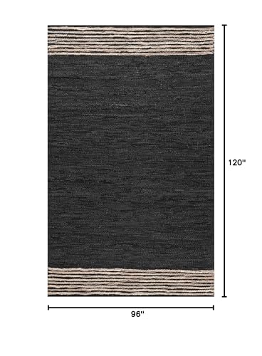 nuLOOM Hand Braided Jute Leather Kelli Area Rug, 8x10, Grey