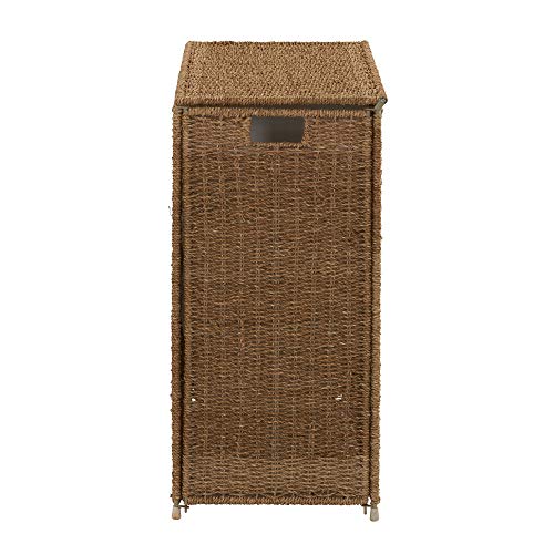 Household Essentials Brown ML-5445 Wicker 3 Compartment Laundry Sorter with Lid | 3 Section Clothes Hamper