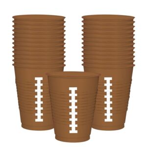 football-themed brown plastic cups - 16 oz. (pack of 25) - sturdy & durable drinkware, perfect for game day parties & tailgating events