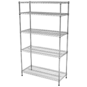 simple deluxe heavy duty 5-shelf shelving unit, 35" d x 18"w x 70" h, 35 x 18 x 70‘’, chrome