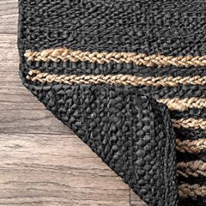 nuLOOM Hand Braided Jute Leather Kelli Area Rug, 8x10, Grey