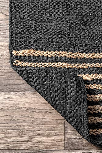 nuLOOM Hand Braided Jute Leather Kelli Area Rug, 8x10, Grey