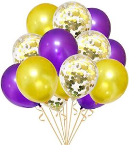 30pcs purple and gold confetti balloons party decorations for birthday retirement bridal shower congrats graduation supplies wedding anniversary suplies…