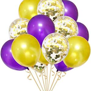 30PCS Purple and Gold Confetti Balloons Party Decorations for Birthday Retirement Bridal Shower Congrats Graduation Supplies Wedding Anniversary Suplies…