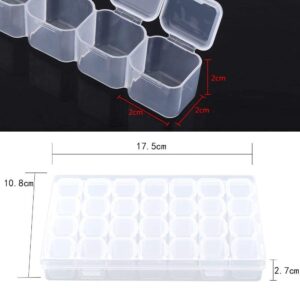 28 Grids Storage Box, Diamond Painting Boxes, Clear Plastic Jewelry Box Organizer with Adjustable Dividers, Weekly Pill Organizer Travel 7 Days Pill Box 28 Compartments 4 Times a Day