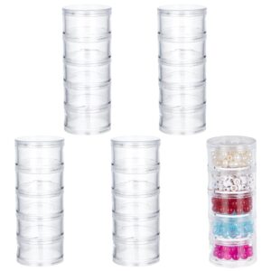 benecreat 15g/15ml stackable round plastic containers 5 column(5 layer/column) bead storage jars for seed beads, nail art glitters, diamond drills