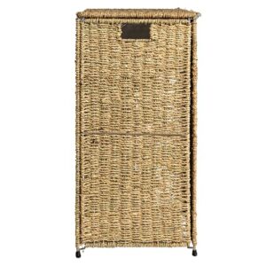 Household Essentials Brown ML-5445 Wicker 3 Compartment Laundry Sorter with Lid | 3 Section Clothes Hamper