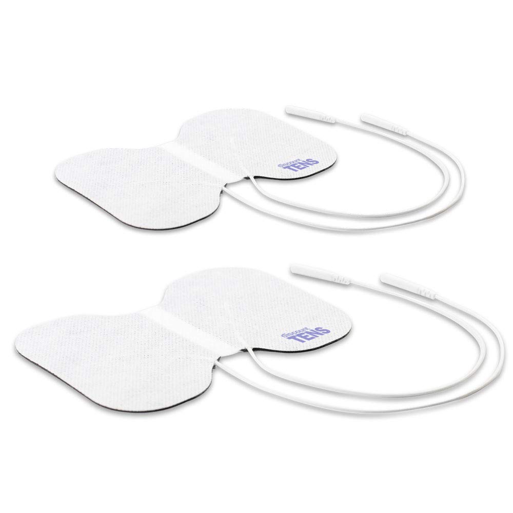 TENS Electrodes, 2 Premium Quality 4 inch x 6 inch Hourglass Self Adhesive Electrodes for TENS Units, Wired Butterfly TENS Unit Electrodes, Discount TENS Brand