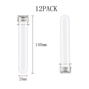 Test Tubes 25x140mm(40ml), Clear Plastic Tubes with Screw Caps for Science Experiment Party Decoration Christmas Birthday Gifts Candy Storage