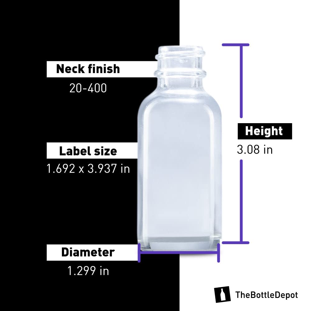 The Bottle Depot - 72 Pack - 1 oz Glass Bottle with Dropper - Black Frosted - 20-400 Neck Finish - Boston Round Bottles - UV Rays Protection