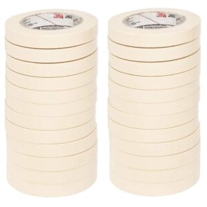 3M Highland Economy Masking Tape-Economy Masking Tape, 3 Inch Core Size, 3/4 Inch x 120 Feet, Crepe Paper Pack of 24