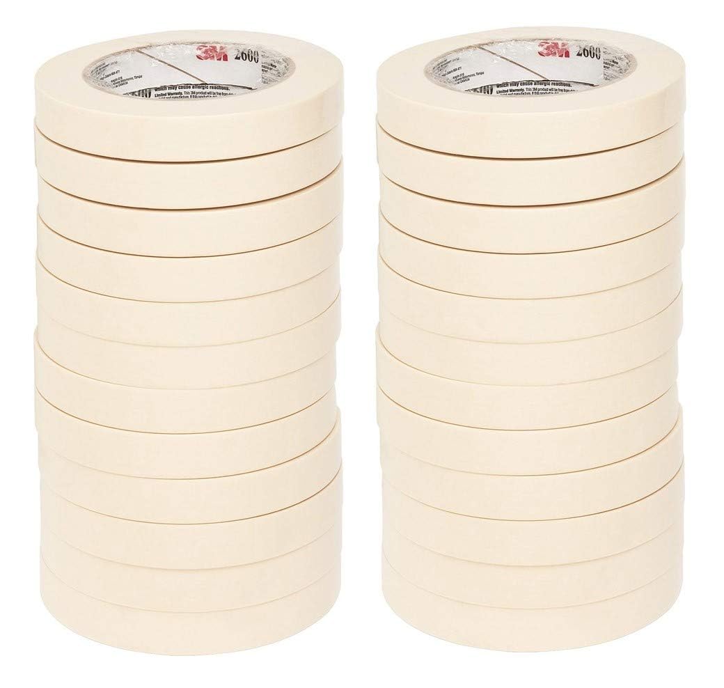 3M Highland Economy Masking Tape-Economy Masking Tape, 3 Inch Core Size, 3/4 Inch x 120 Feet, Crepe Paper Pack of 24