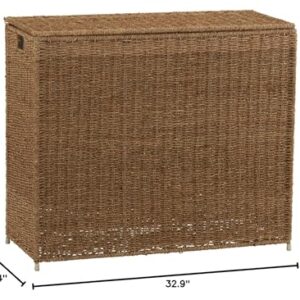 Household Essentials Brown ML-5445 Wicker 3 Compartment Laundry Sorter with Lid | 3 Section Clothes Hamper