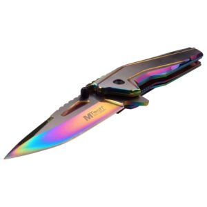 MTECH USA MT-A1117RB Spring Assisted Knife, Rainbow