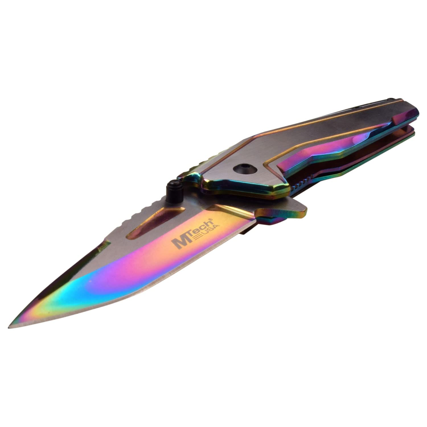 MTECH USA MT-A1117RB Spring Assisted Knife, Rainbow