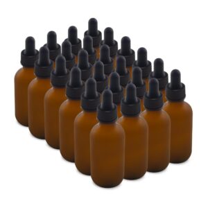 the bottle depot - 24 pack - 2 oz glass bottle with dropper - clear amber - 20-400 neck finish - boston round bottles - uv rays protection