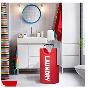 W·Z Geanmoki 82L Large Laundry Basket, Collapsible Fabric Laundry Hamper, Foldable Clothes Bag, Folding Washing Bin (Red)